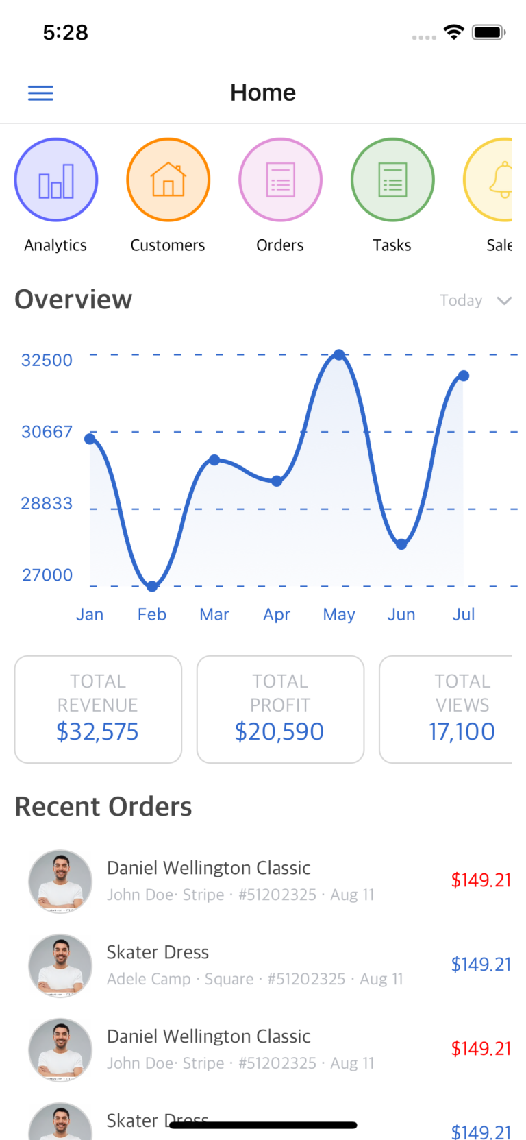 React Native Dashboard Template - Starter Kit - Instamobile