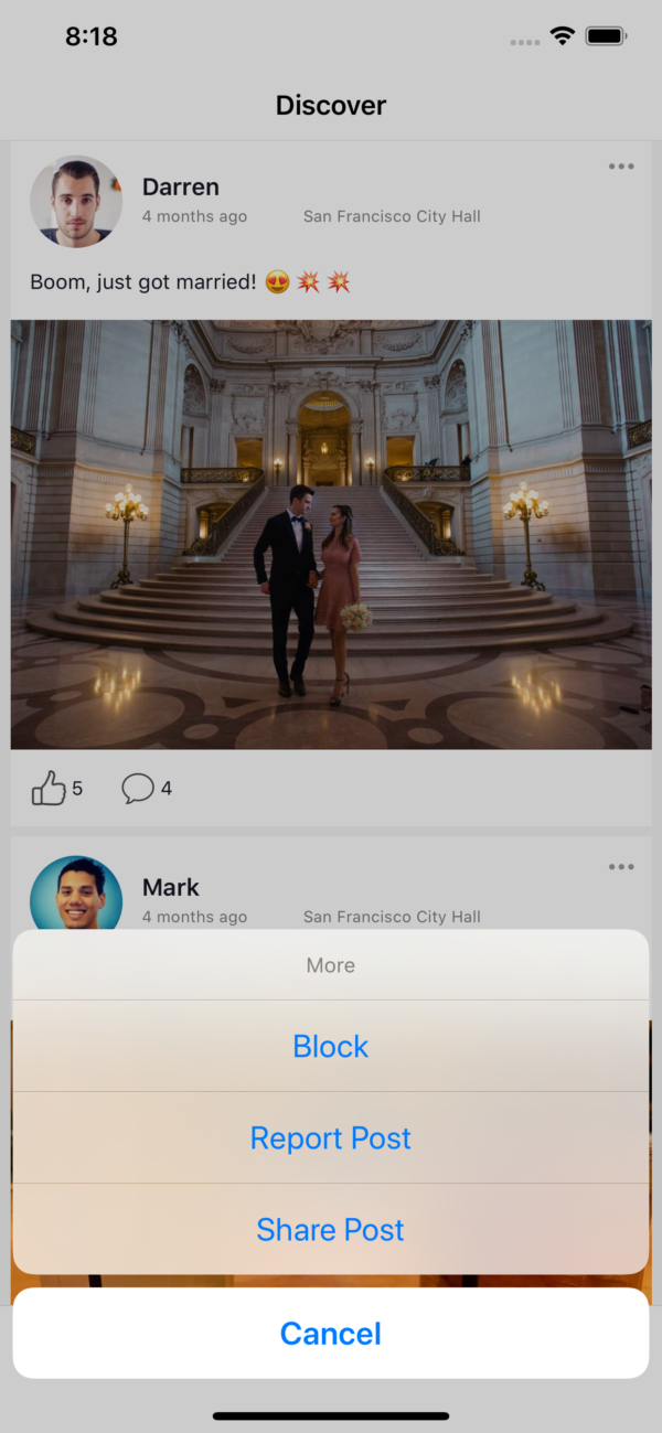 React Native Social Network - instamobile