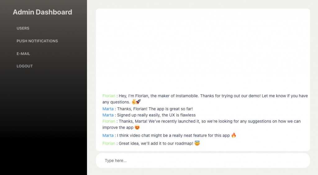 Chat App Admin Panel - instamobile