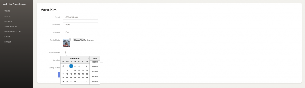 Admin Panel Dating App - instamobile