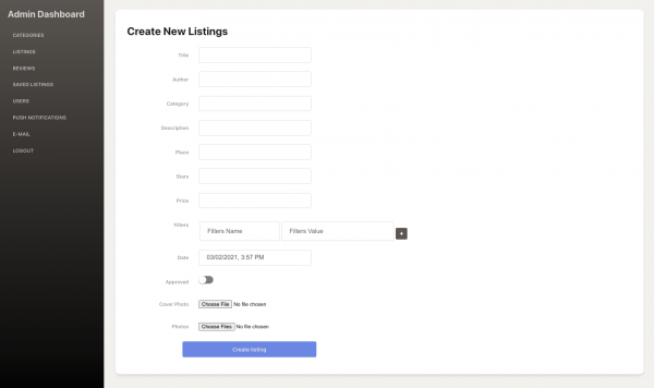 Admin Panel Universal Listings - instamobile