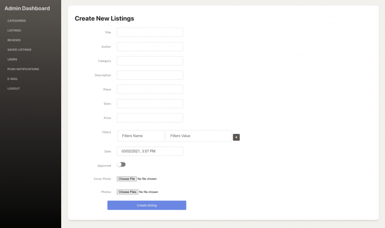 Admin Panel Real Estate App - instamobile